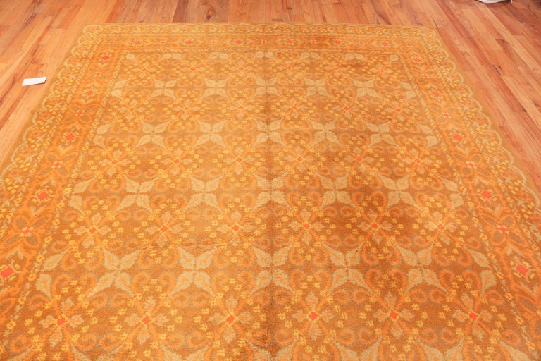 Geometric Antique Portuguese Rust Color Area Rug. 8 ft 7 in x 11 ft 6 ...