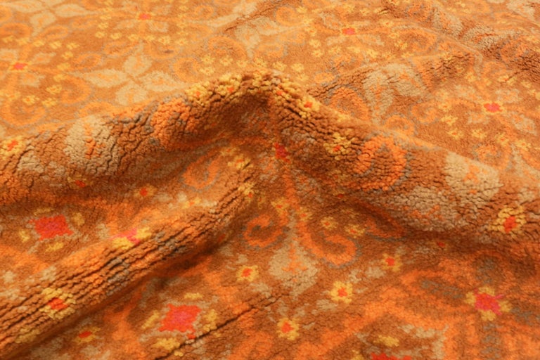 Geometric Antique Portuguese Rust Color Area Rug. 8 ft 7 in x 11 ft 6 ...