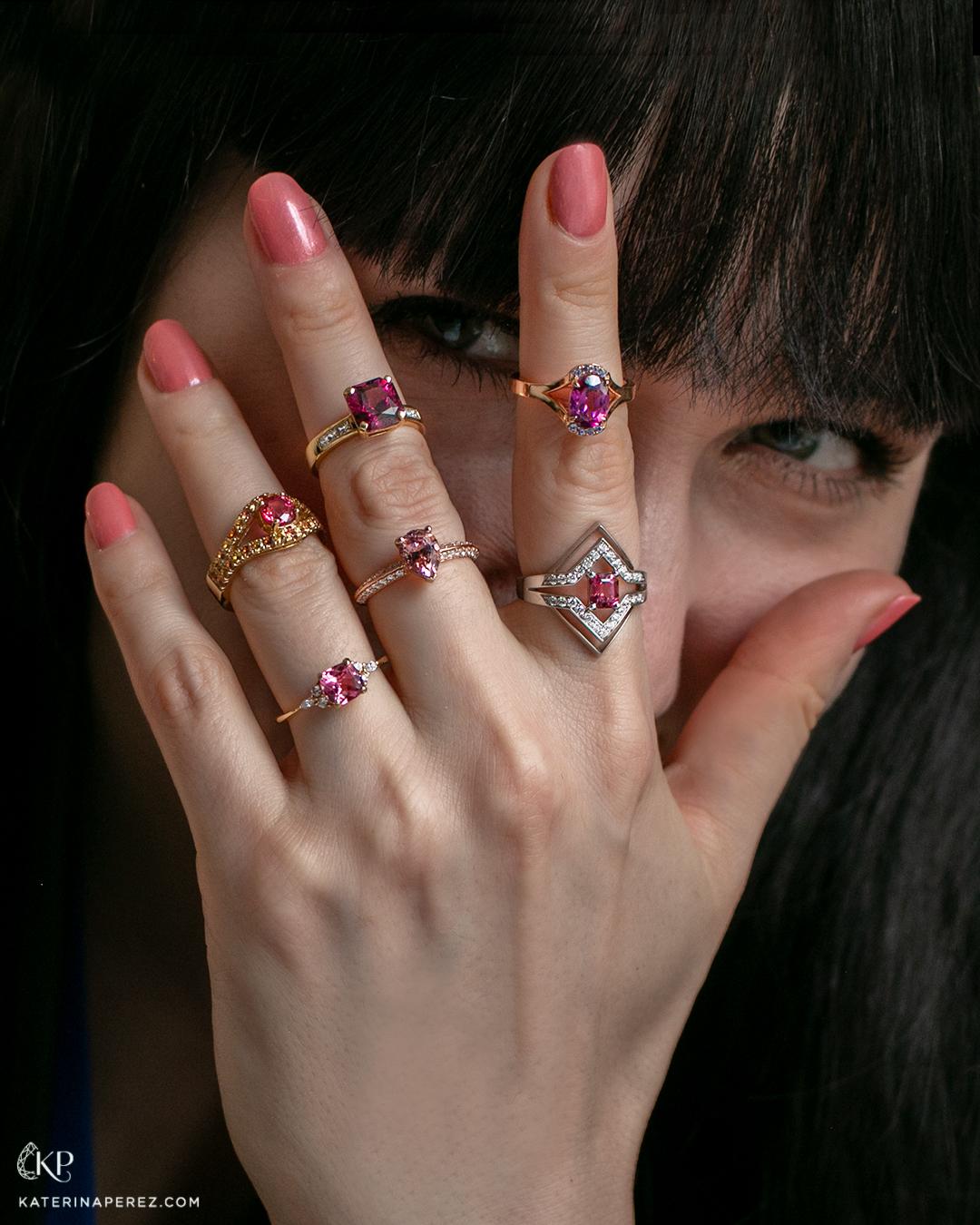 Art Deco 0.74ct Pink Spinel and 0.30ct Diamond Statement Ring, 18K Gold ...