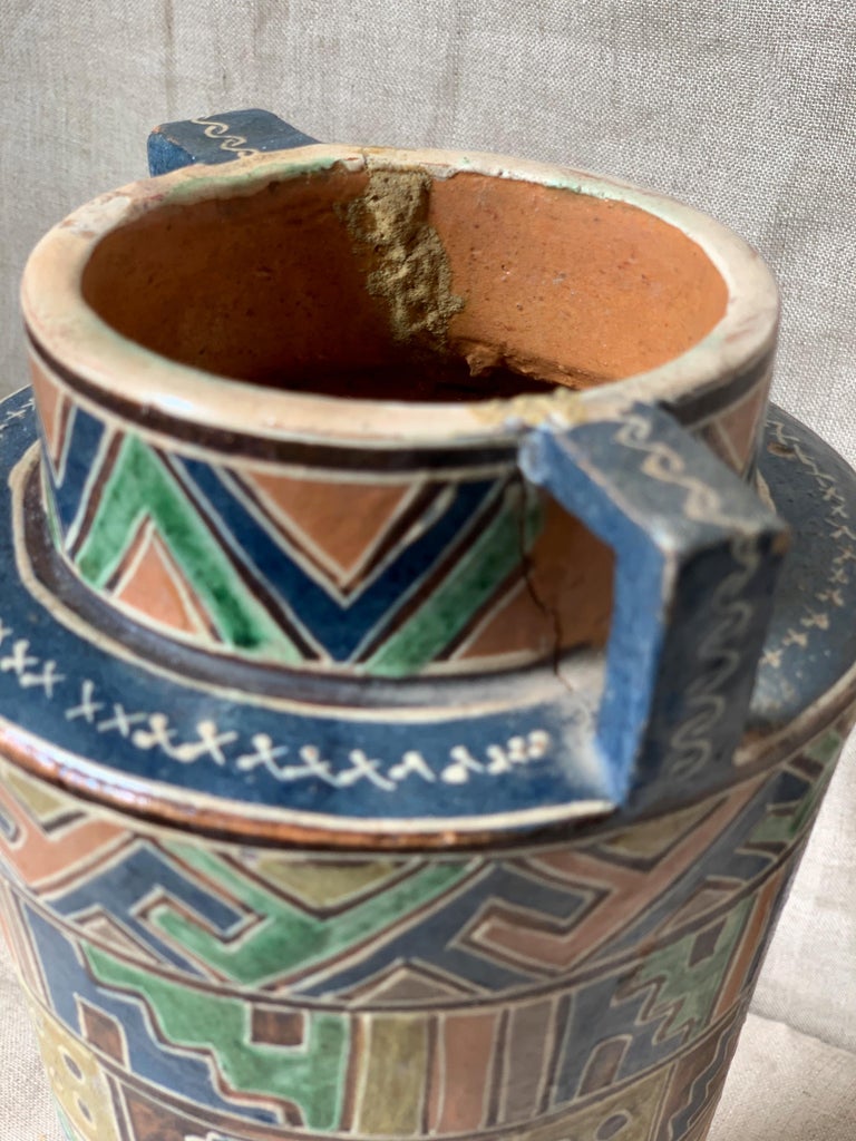 Geometric Aztec Pattern Vessel For Sale at 1stDibs