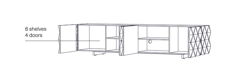 Rocky Tv Stand, Entertainment Center, Low Console in Black by Joel ...