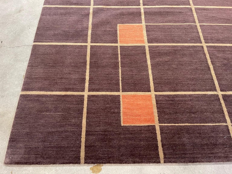 Geometric Box Pattern Rug For Sale at 1stDibs
