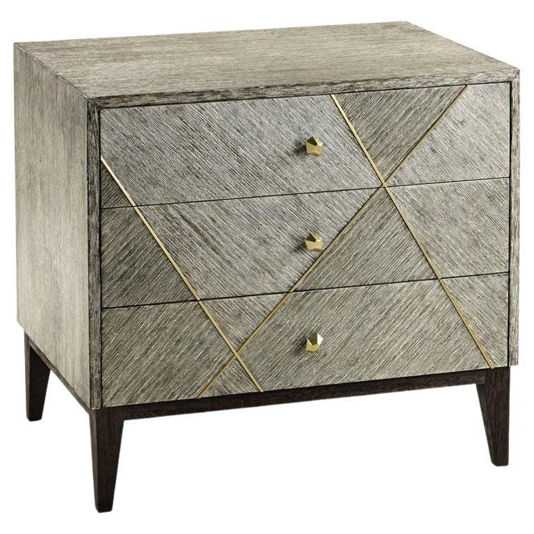 Geometric Cerused Oak Nightstand For Sale at 1stDibs