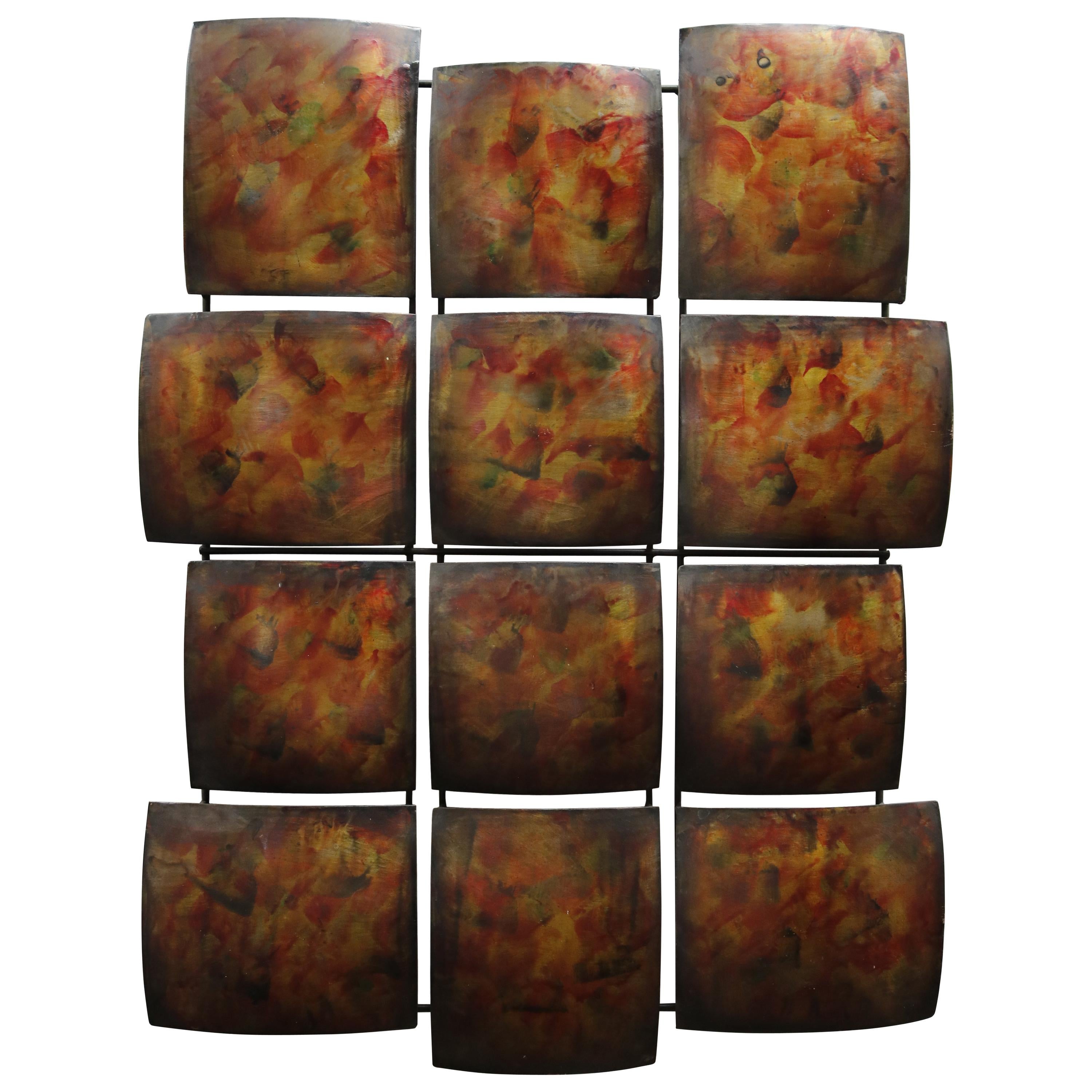 Geometric Copper Wall Sculpture For Sale at 1stDibs