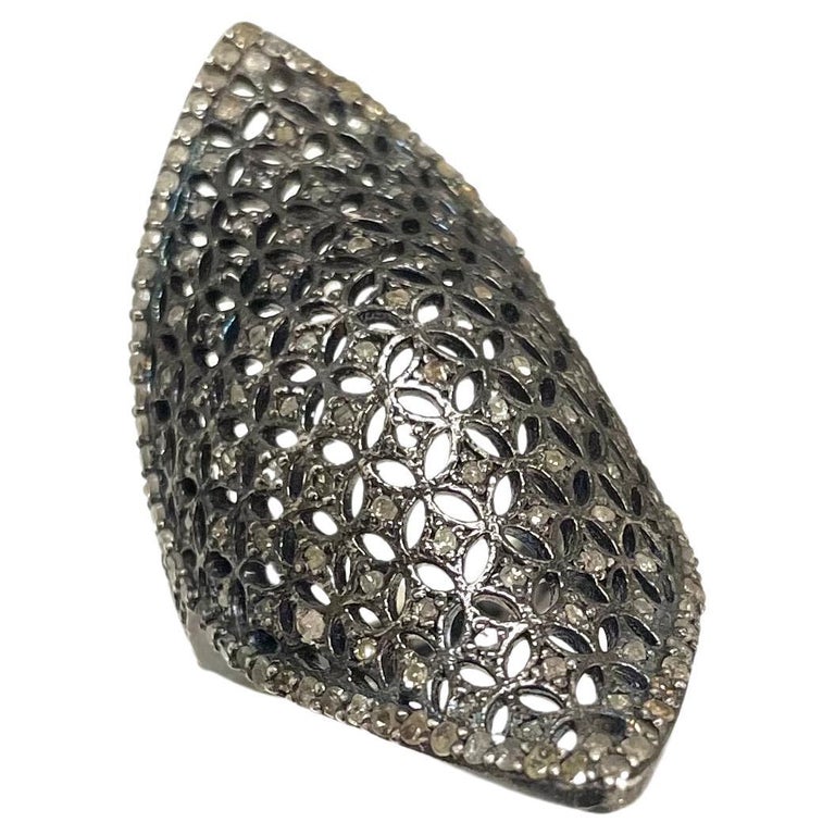 Geometric Design Pave Diamonds Paradizia Ring For Sale at 1stDibs