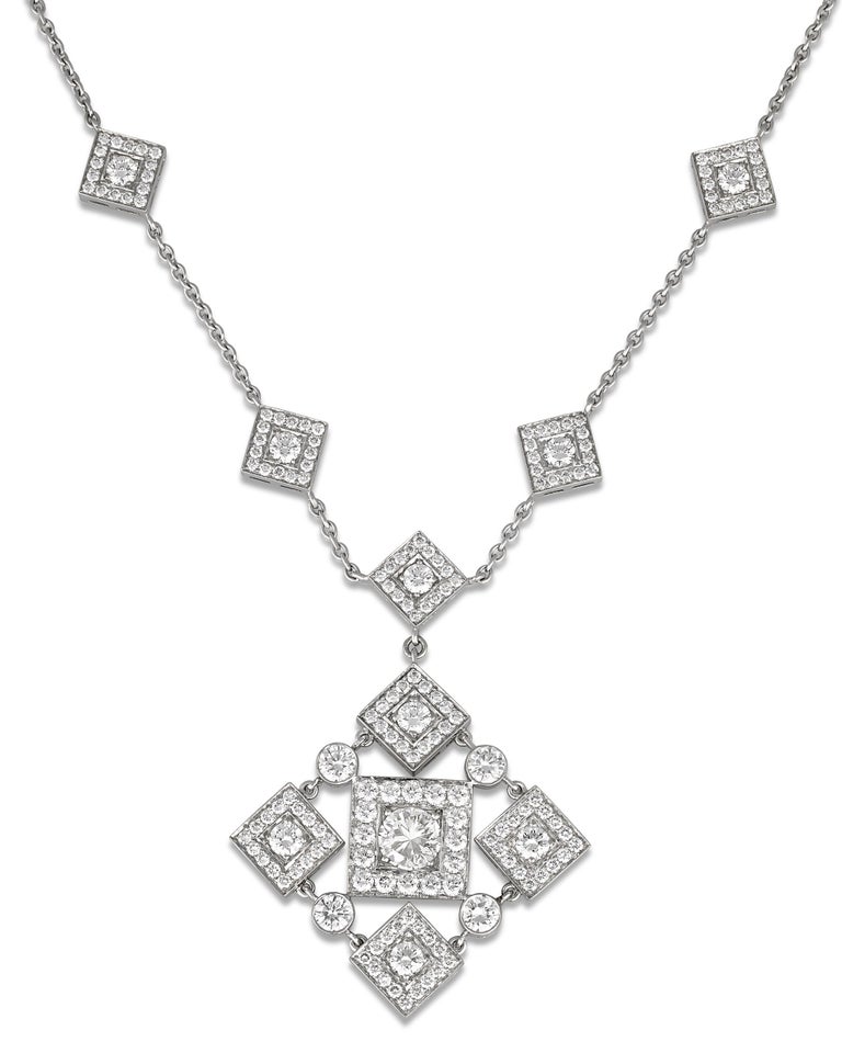 Geometric Diamond Pendant Necklace, 6.43 Carats For Sale at 1stDibs