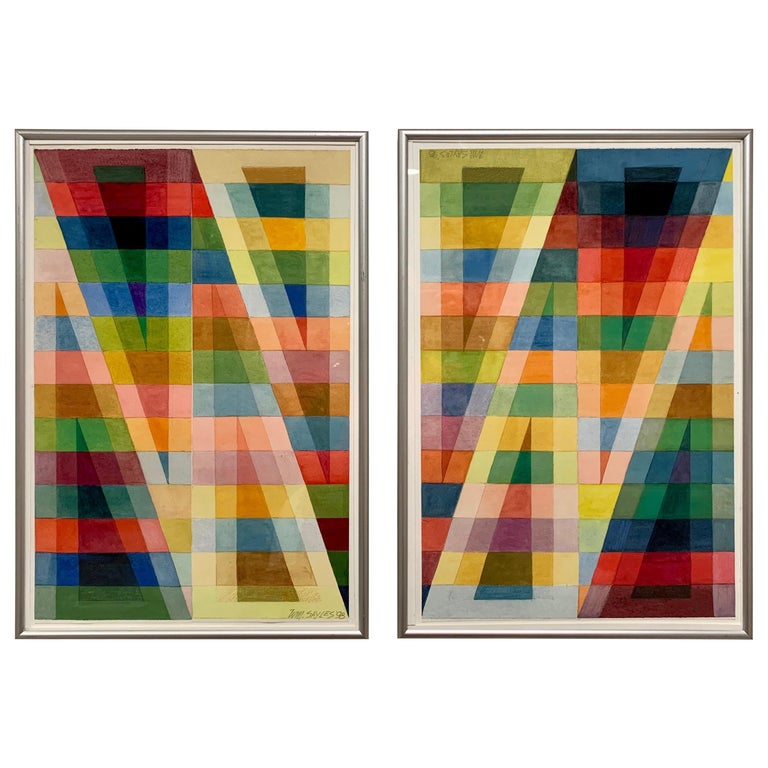 Geometric Drawings Signed by Artist William Sayles at 1stDibs