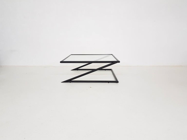 Geometric Glass and Metal “Z” Coffee Table by Harvink, the Netherlands ...