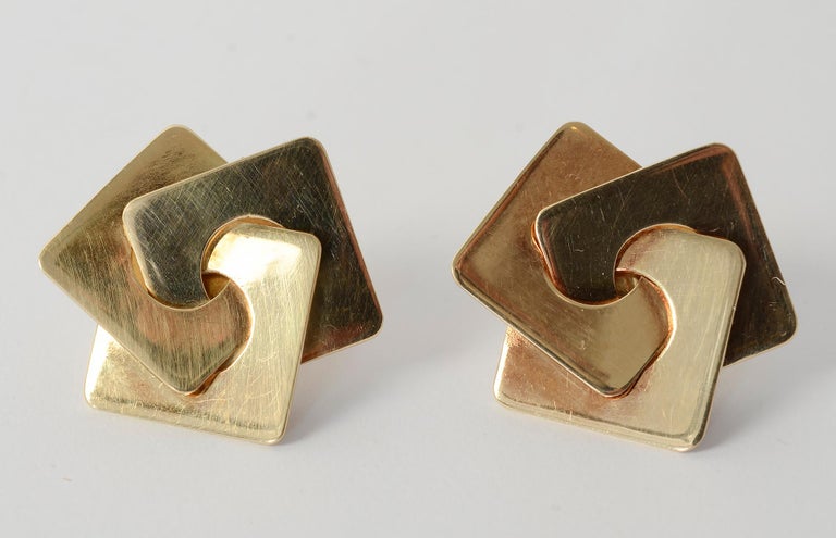 Geometric Gold Earrings For Sale at 1stDibs