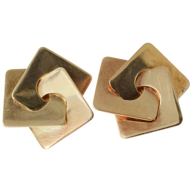 Geometric Gold Earrings For Sale at 1stDibs
