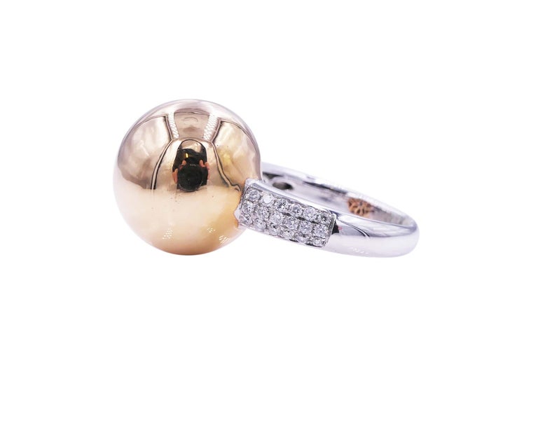 Geometric Golden Globe Orb Sphere Diamond Pave 18 Karat Yellow White ...