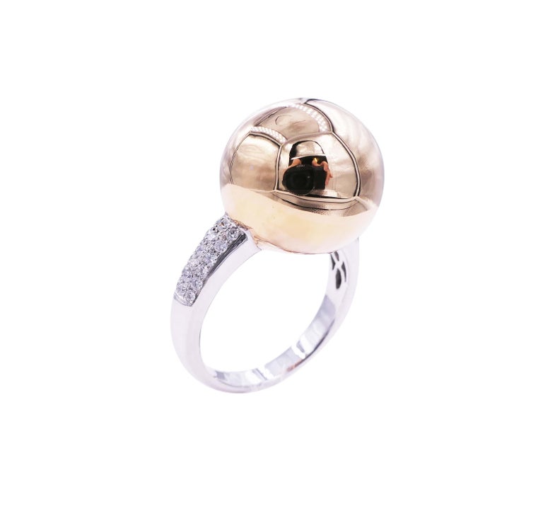 Geometric Golden Globe Orb Sphere Diamond Pave 18 Karat Yellow White ...