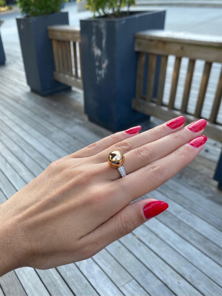 Geometric Golden Globe Orb Sphere Diamond Pave 18 Karat Yellow White ...