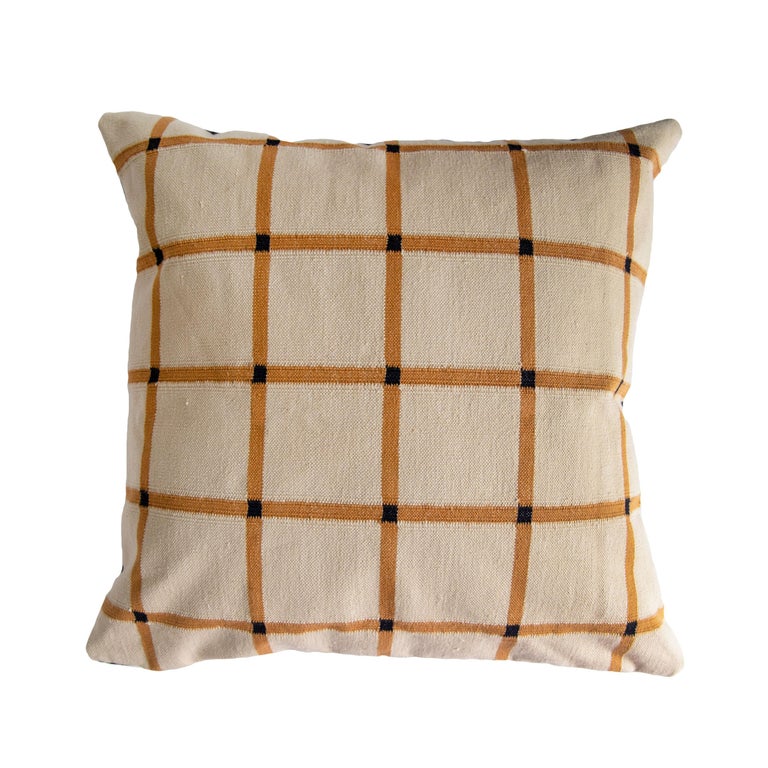 Geometric Grid Pillow, Reversible Black + Tan For Sale at 1stDibs