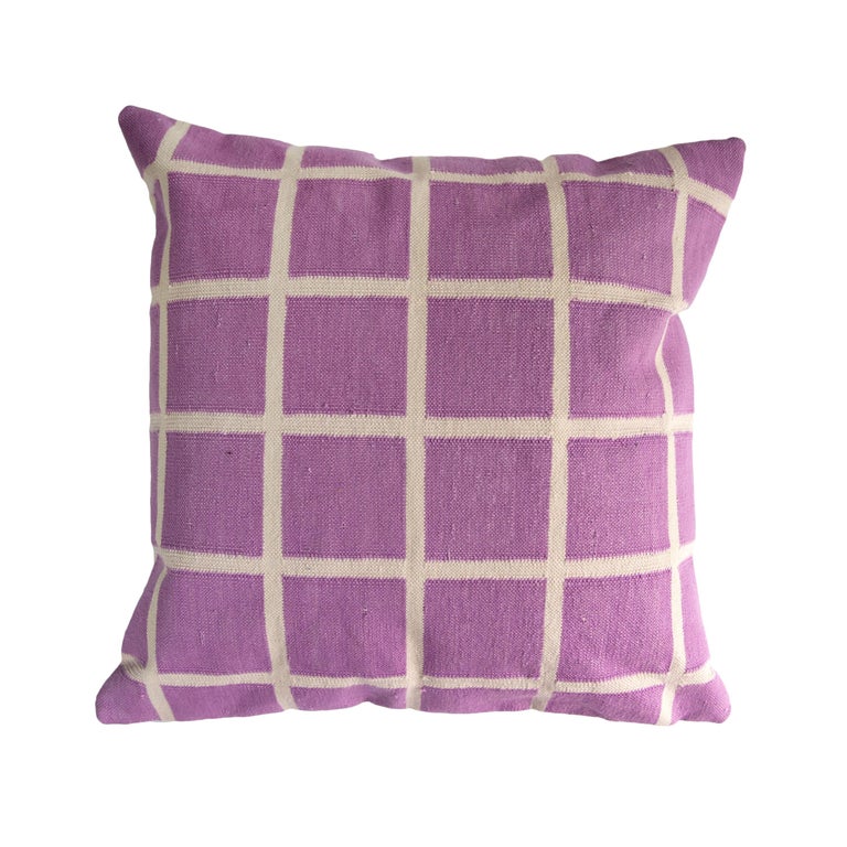 Geometric Grid Pillow, Reversible Circle For Sale at 1stDibs