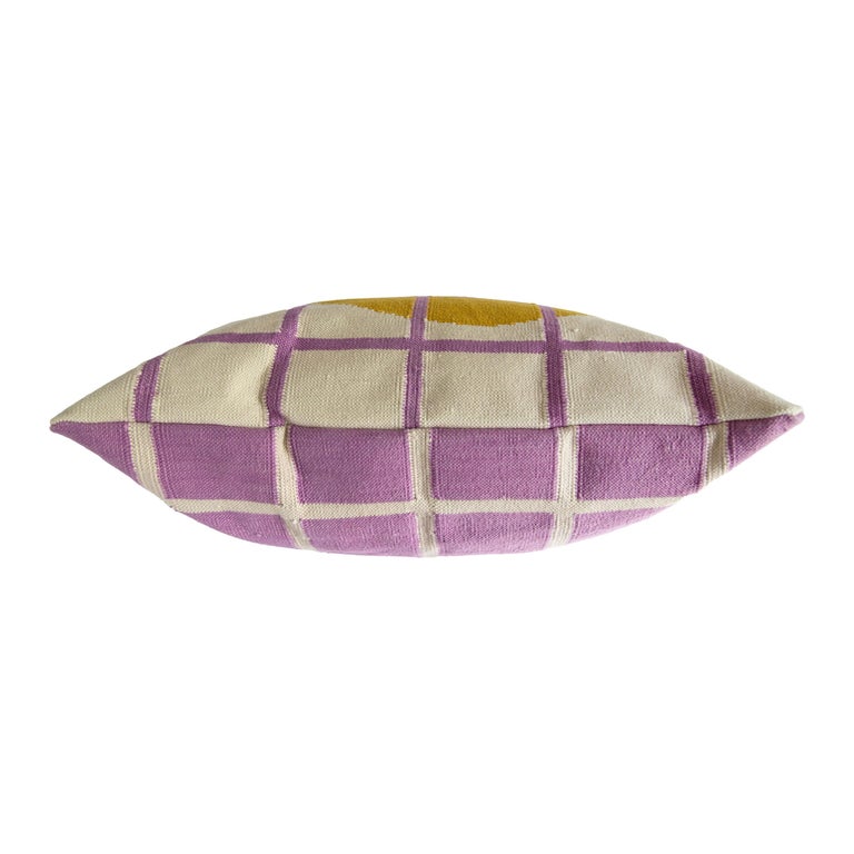 Geometric Grid Pillow, Reversible Circle For Sale at 1stDibs