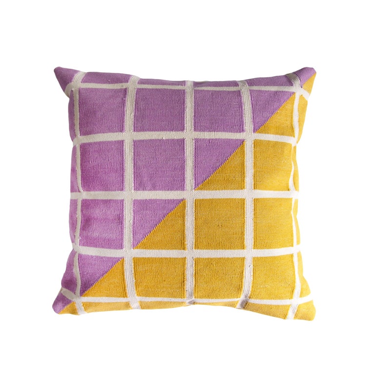 Geometric Grid Pillow, Reversible Diagonal For Sale at 1stDibs