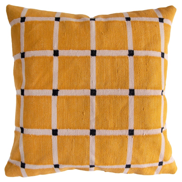 Geometric Grid Pillow, Reversible Marmalade + Lilac For Sale at 1stDibs