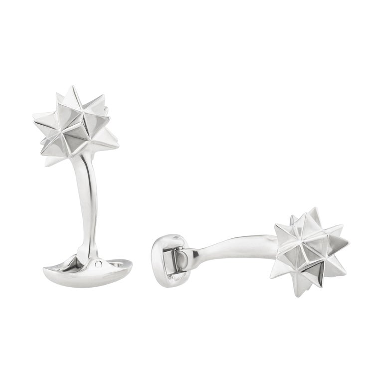 Geometric Icosahedron Cufflinks Handmade in Sterling Silver by Fils ...