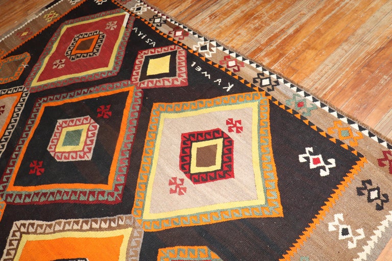 Geometric Large Scale Room Size Turkish Kilim For Sale at 1stDibs