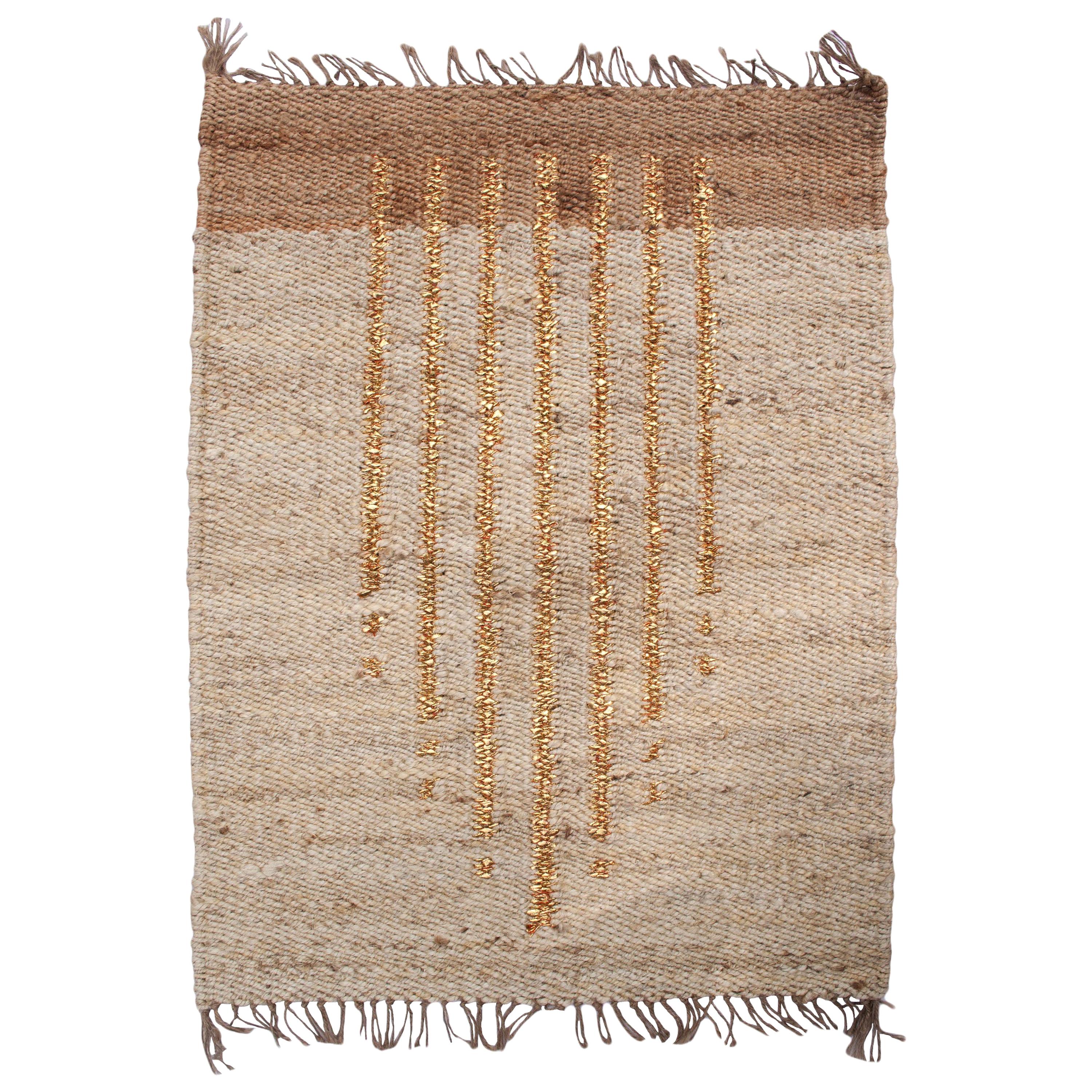Geometric Lola Gold Lines Handwoven Modern Jute Rug, Carpet and Durrie ...