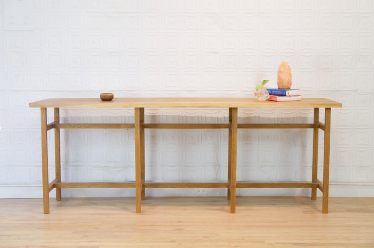 Geometric Matched Minimal Console Oak Table For Sale at 1stDibs