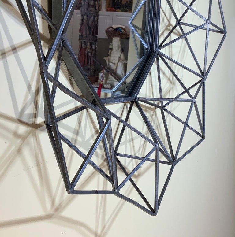 Geometric Metal Wall Hanging Mirror For Sale at 1stDibs | metal wall ...
