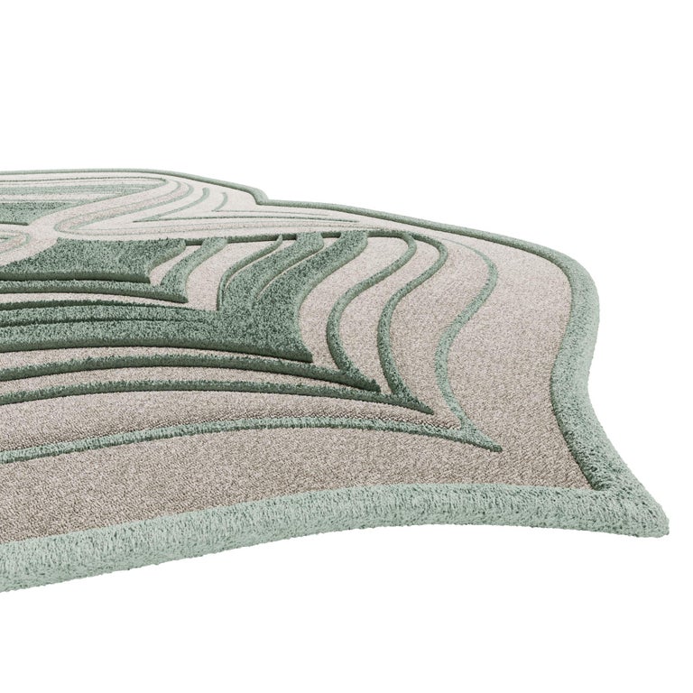 Contemporary Design Modern Organic Shaped Hand-Tufted Rug Green and ...