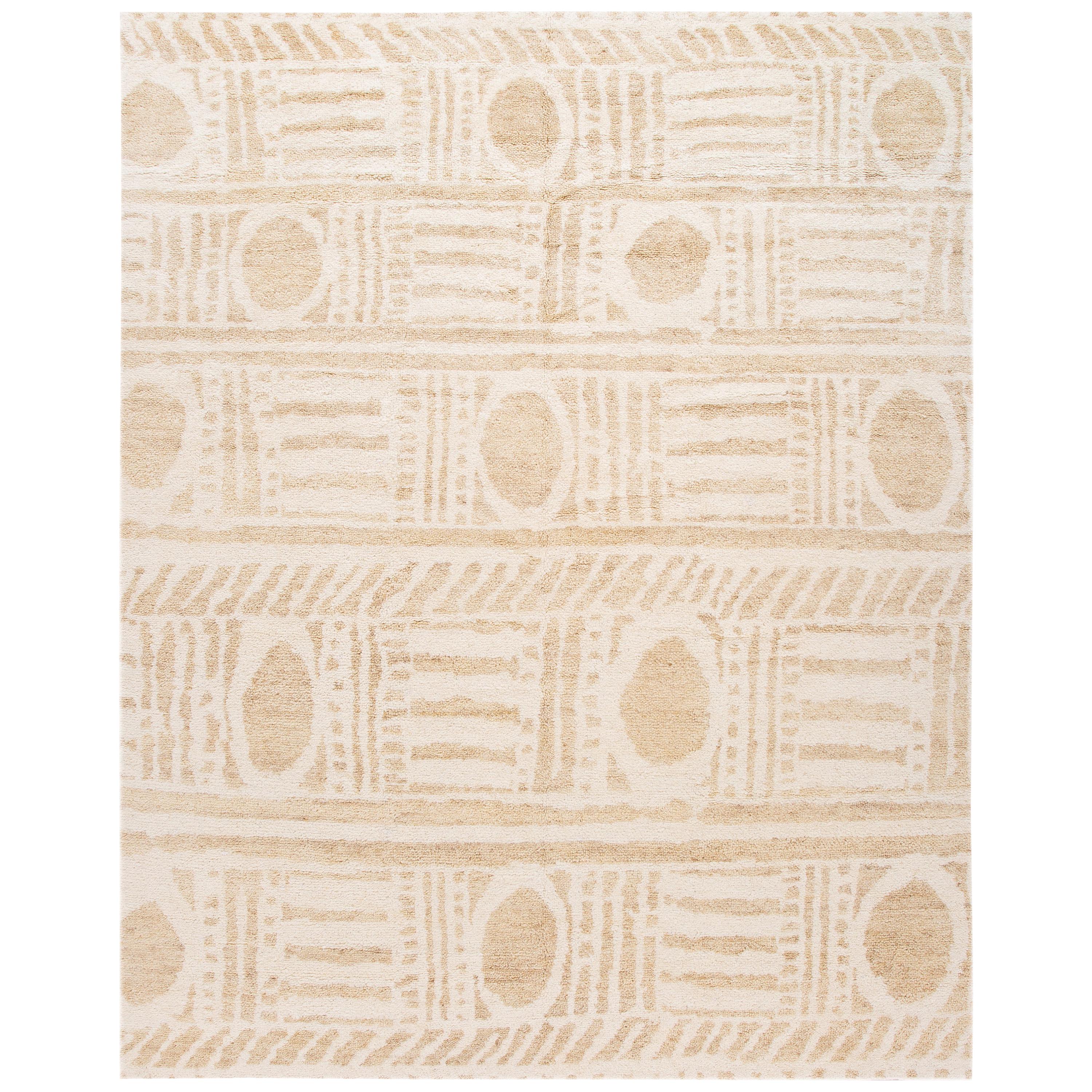 Maddalena Contemporary Geometric Design Ivory and Light Grey Wool Rug ...