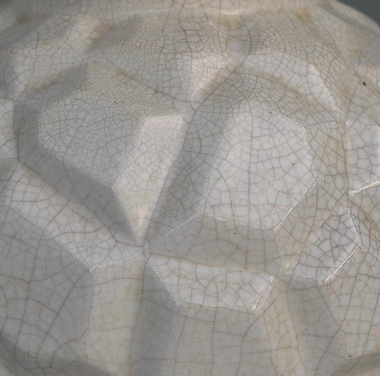 Geometric off White Craquelé Art Deco Vase, France, 1930's For Sale at ...