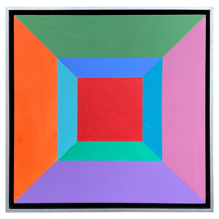 Geometric Painting Signed Houshang at 1stDibs