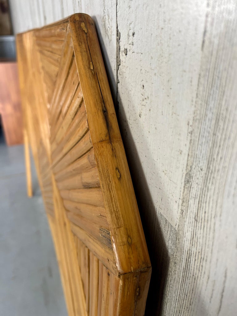 Geometric pattern Split Reed Queen size Headboard For Sale at 1stDibs