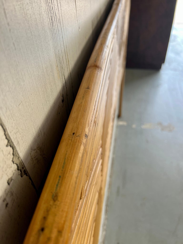 Geometric pattern Split Reed Queen size Headboard For Sale at 1stDibs