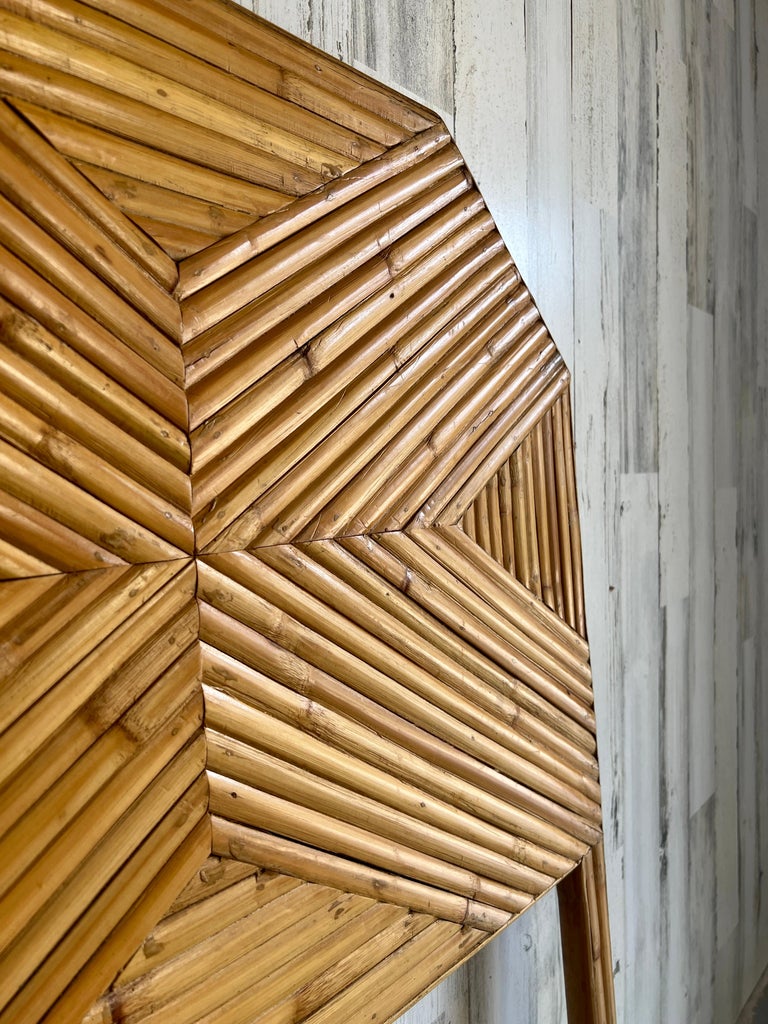 Geometric pattern Split Reed Queen size Headboard For Sale at 1stDibs