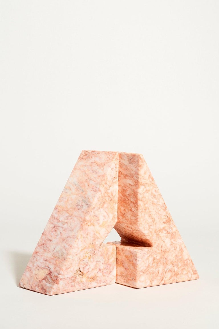 Geometric Pink Marble Bookends at 1stDibs
