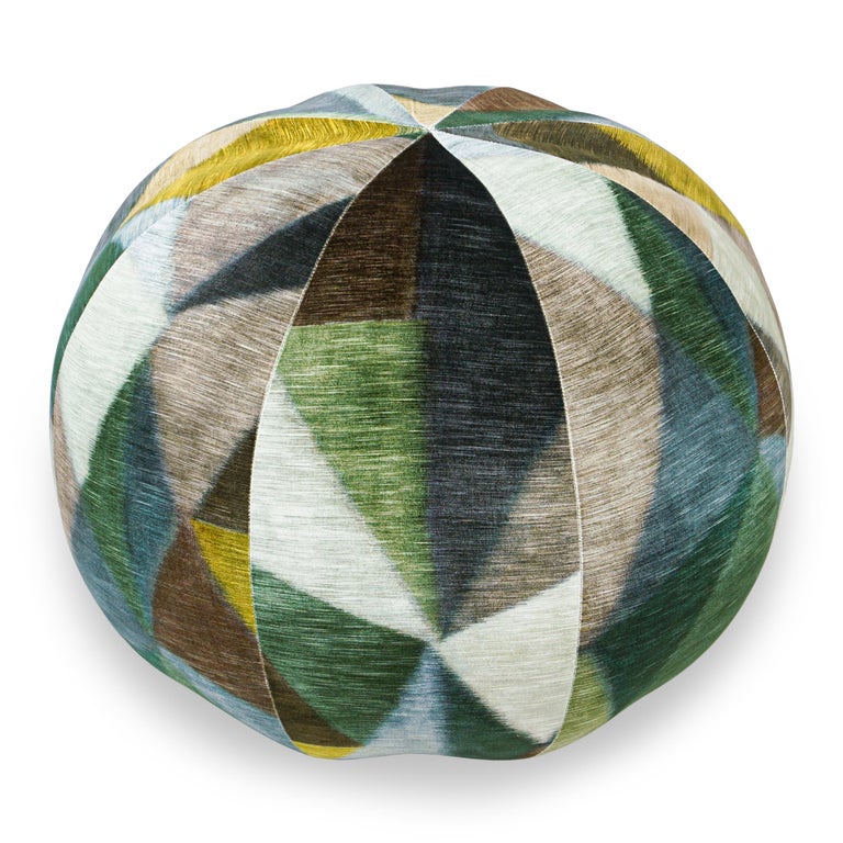 Geometric Printed Velvet Pouf For Sale at 1stDibs