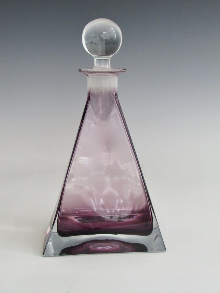 Geometric Shaped Amethyst Glass Decanter with Ball Stopper at 1stDibs ...