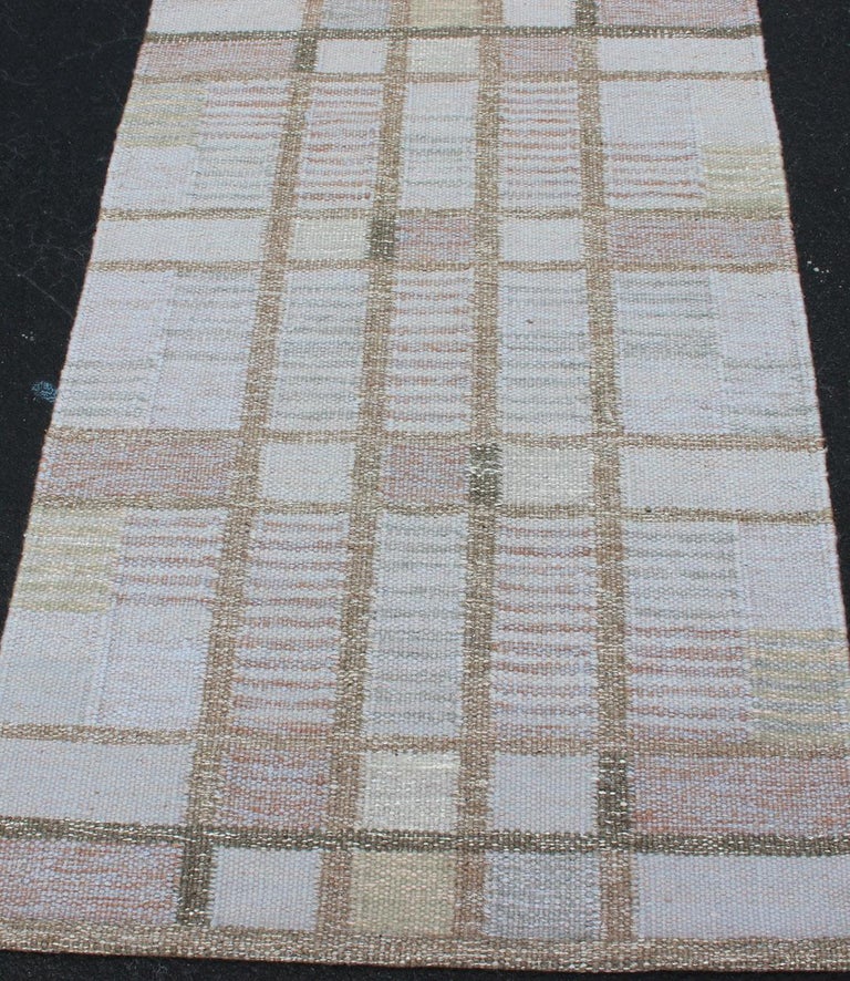 Geometric Stripe Block Modern Scandinavian Flat-Weave Design Rug in ...