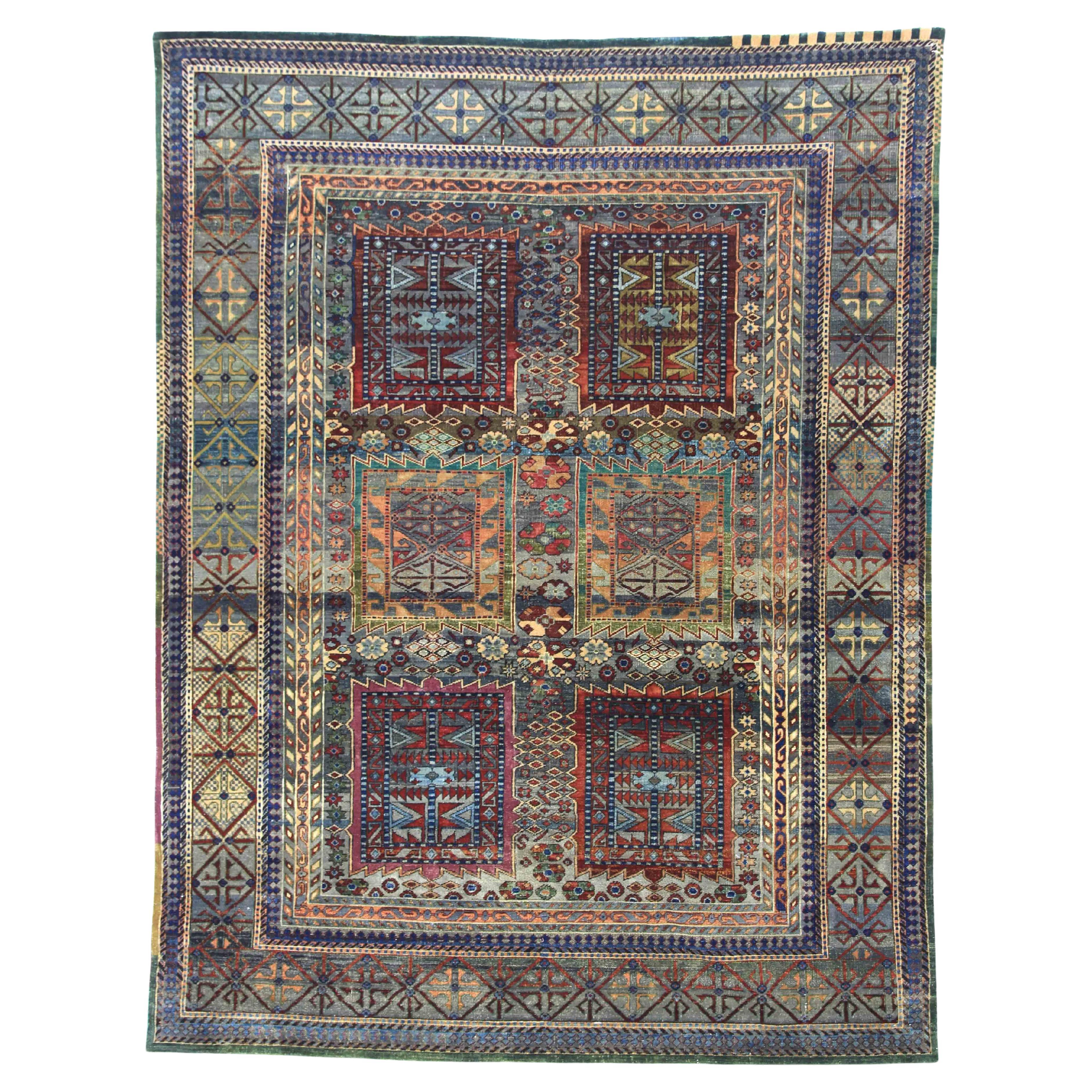 Turkish Mamluk Dynasty Inspired Handknotted Low Pile Oversize Bright ...