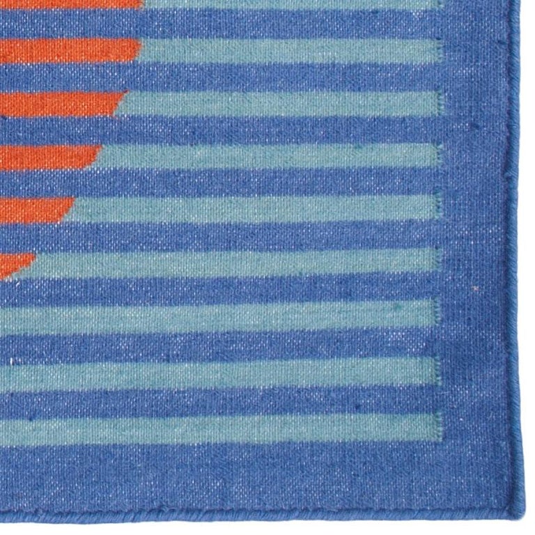 Geometric Vera Orange Handwoven Modern Wool Rug, Carpet and Durrie For ...