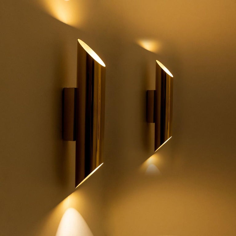 Geometrical Tube Brass Sconces in Style of Nanda Vigo, Italy, 1960s For ...