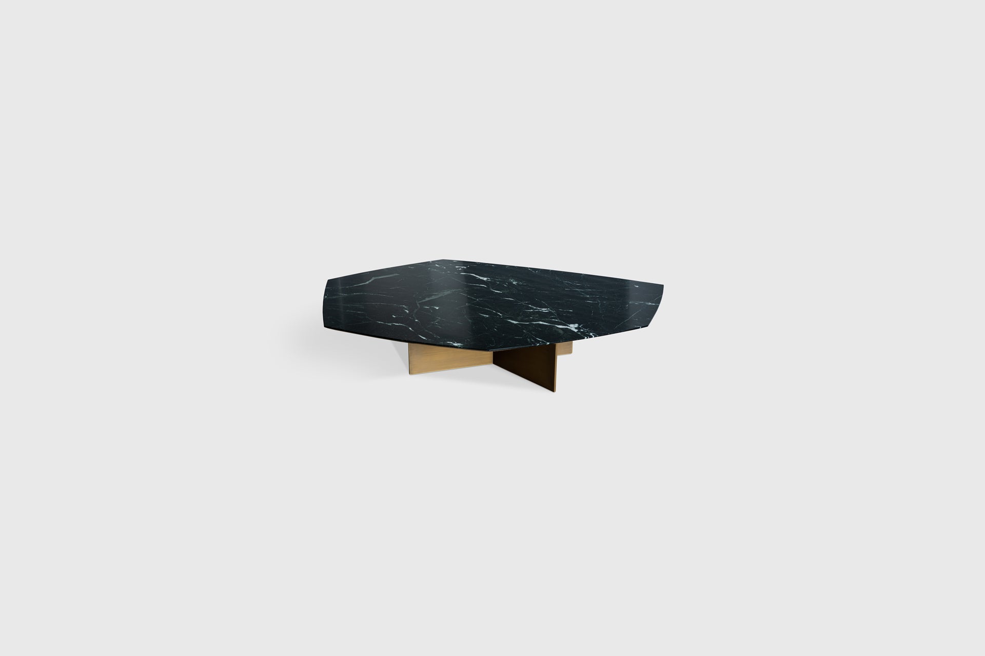 Geometrik Negro Monterrey Stone and Brass Large Coffee Table by Atra ...