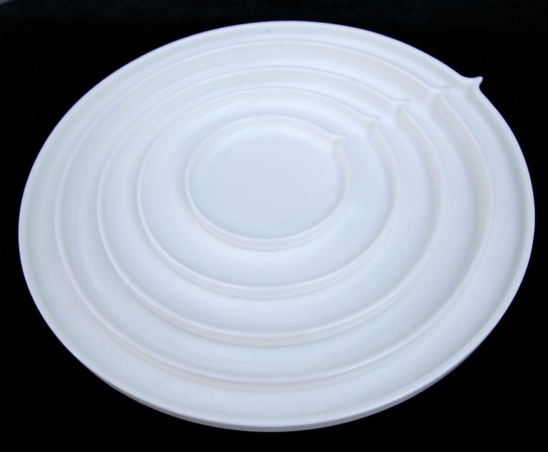 White Geometry Bone China Round Plates by Ann Van Hoey for Serax For ...