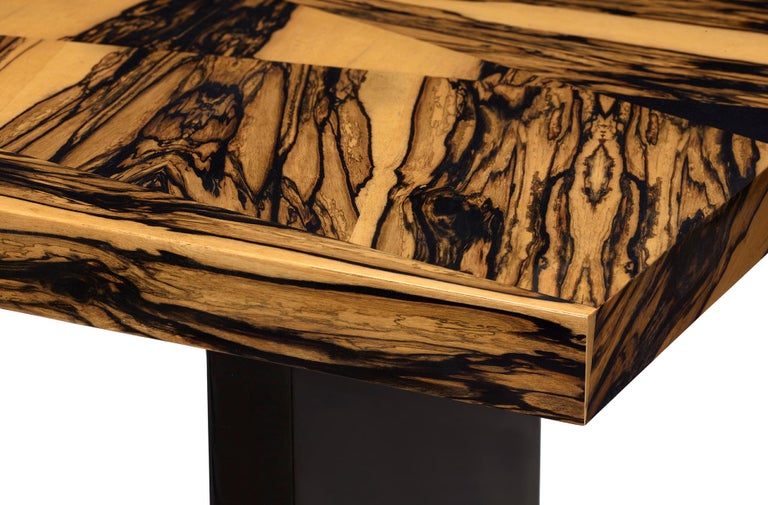 Geometry Console Table, in White Ebony Marquetry, with Brass Details ...