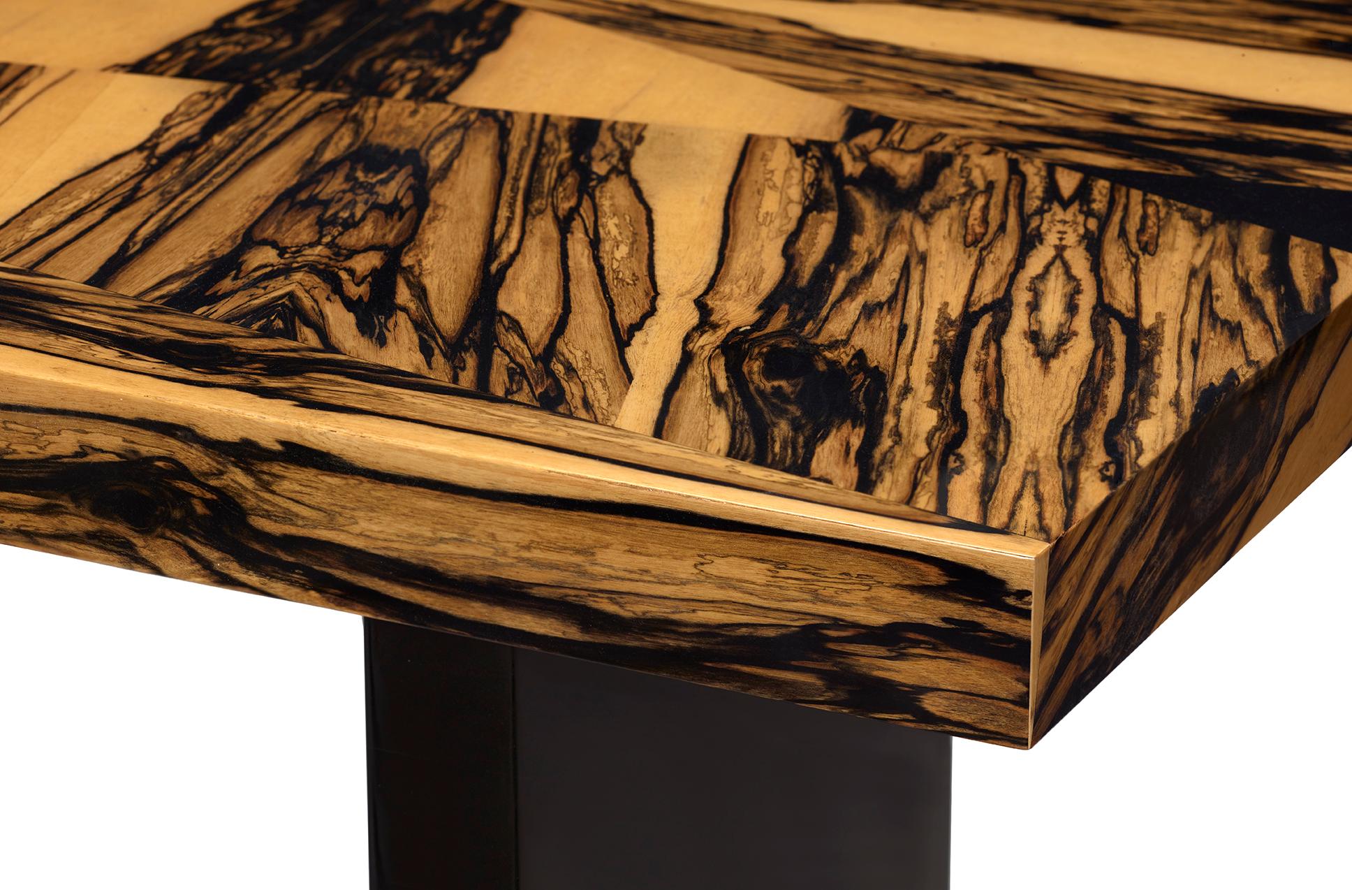 Geometry Console Table, in White Ebony Marquetry, with Brass Details ...