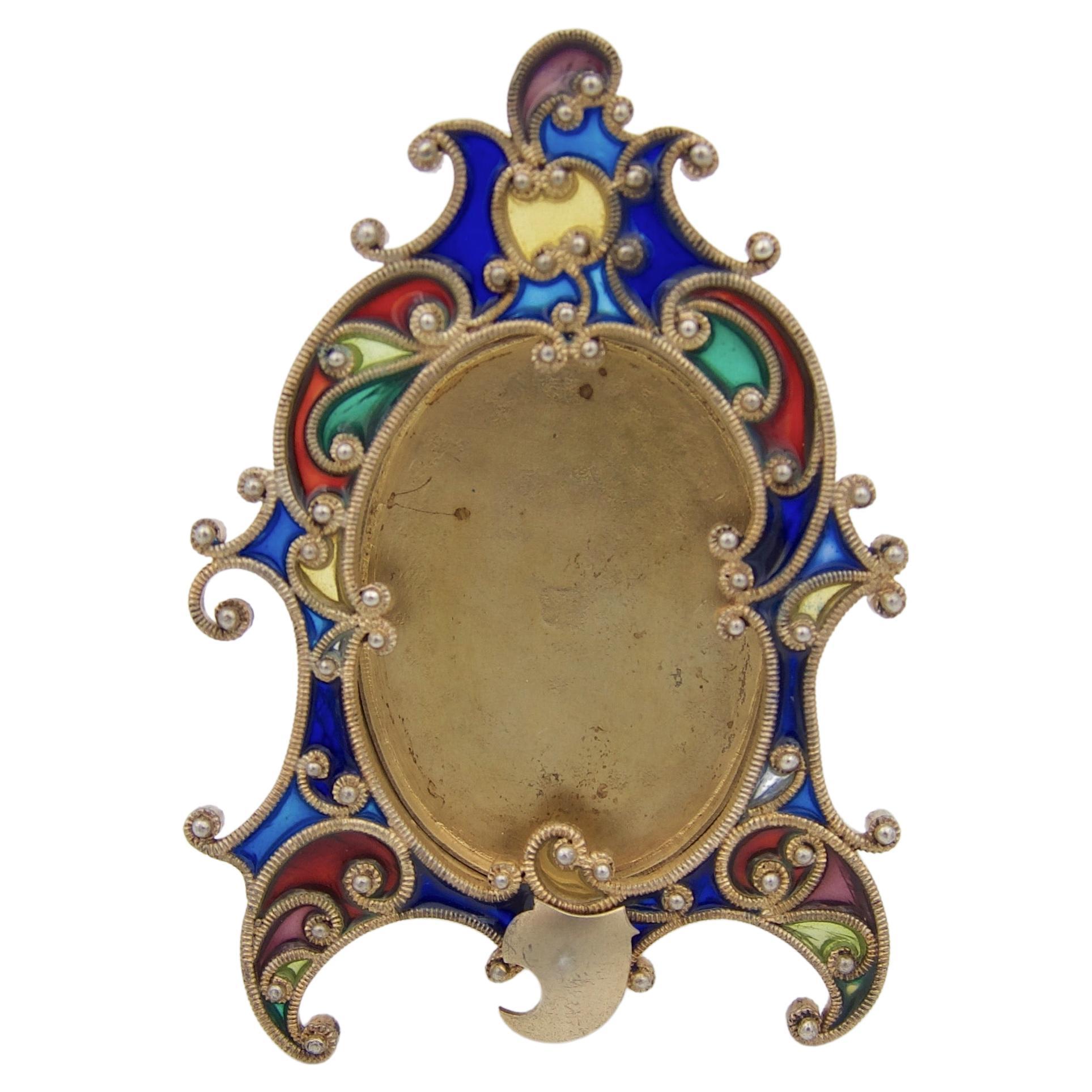 Georg Adam Scheid Viennese Photo Frame in Silver Gilt and Plique-a-Jour ...