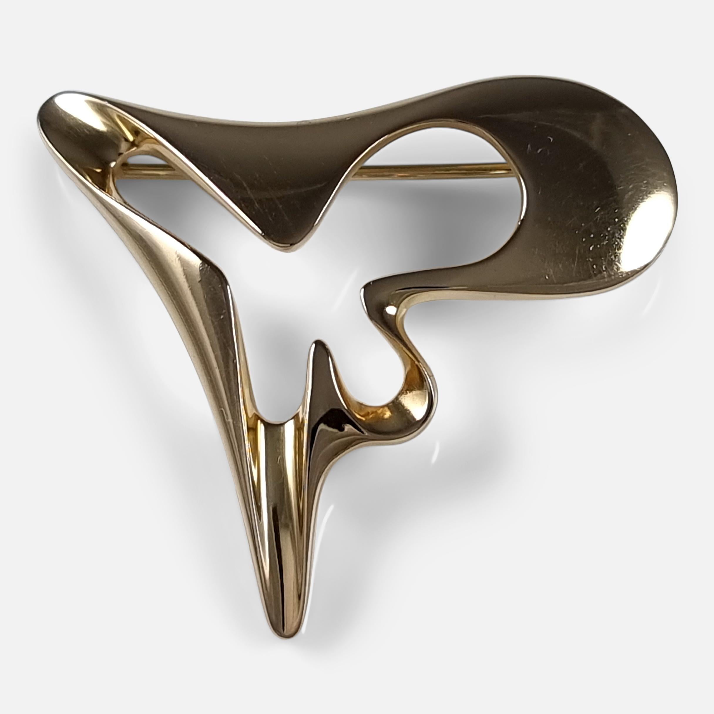 Georg Jensen 18ct Yellow Gold Brooch, #1324 For Sale at 1stDibs
