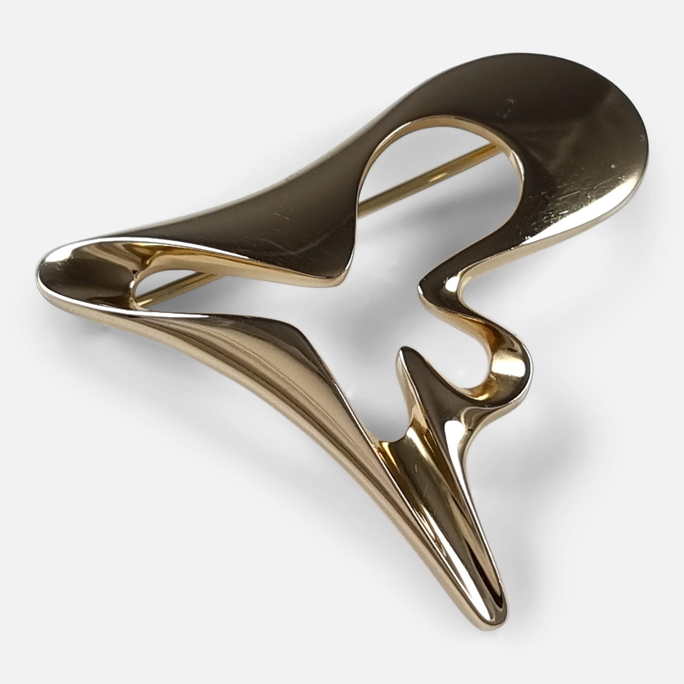 Georg Jensen 18ct Yellow Gold Brooch, #1324 For Sale at 1stDibs