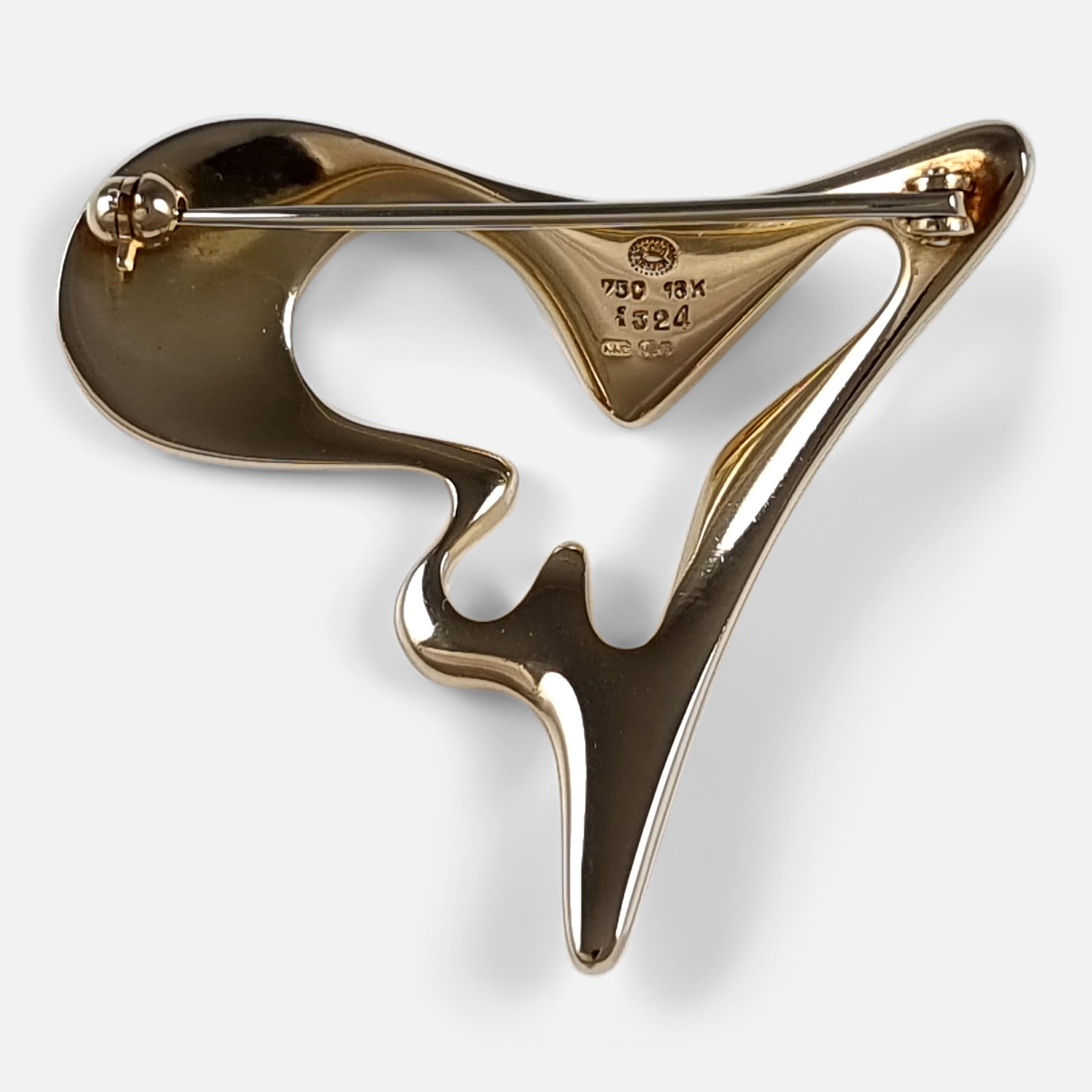 Georg Jensen 18ct Yellow Gold Brooch, #1324 For Sale at 1stDibs
