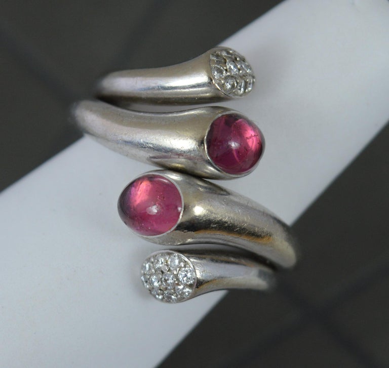 Georg Jensen 18ct White Gold Tourmaline Diamond Torque Rings 1263 ...